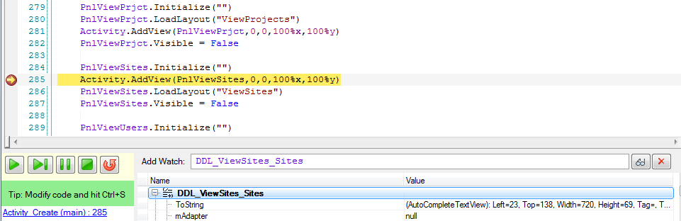 AutoComplete EditText not filling when inserted from Designer | B4X Programming Forum