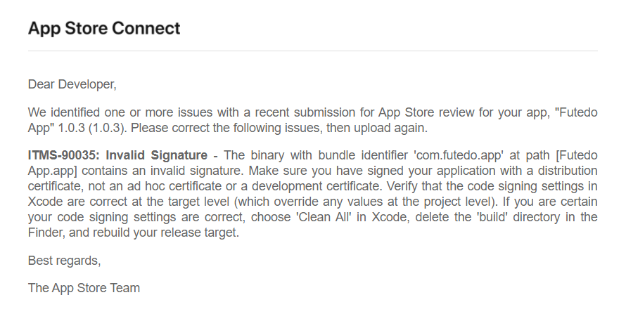 Not signed using an Apple submission certificate | B4X Programming Forum