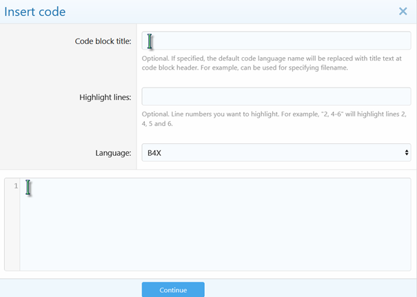 Window to add code change default cursor position | B4X Programming Forum