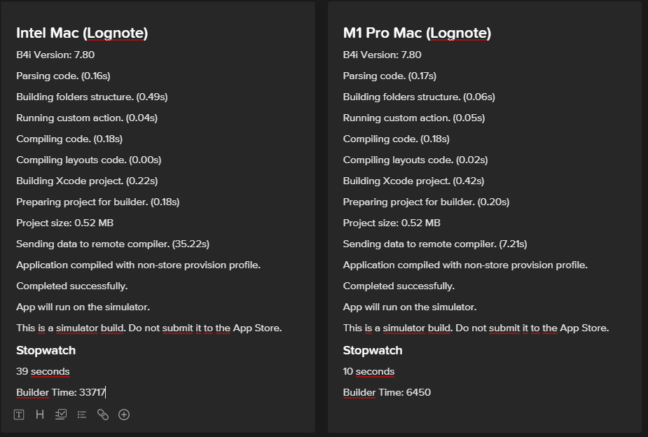 M1 Pro vs Intel i5 Macbook - Local Builder compile time | B4X Programming Forum