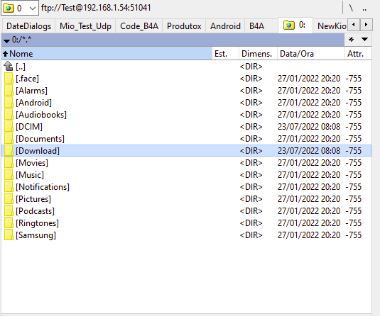 Risolto B4A-Bridge_FtpServer Lista file | B4X Programming Forum