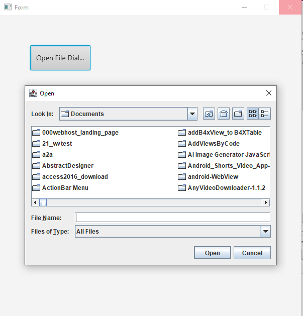 B4J OpenFile Dialog... | B4X Programming Forum