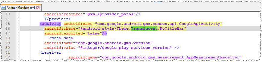 How to temporarily fix "Only fullscreen opaque activities can request orientation" | B4X ...