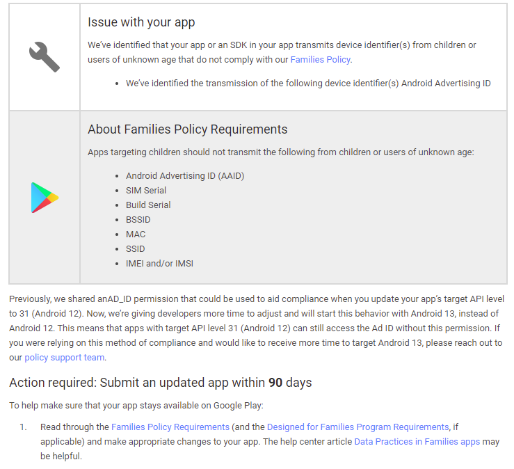 Action Required: Your app is not compliant with Google Play Policies | B4X Programming Forum