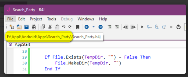 B4x Open In The Current Project Folder For Adding Existing Module In 6700