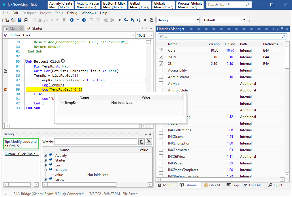 Map Information Cannot Be Displayed During Debugging B4x Programming Forum 2794