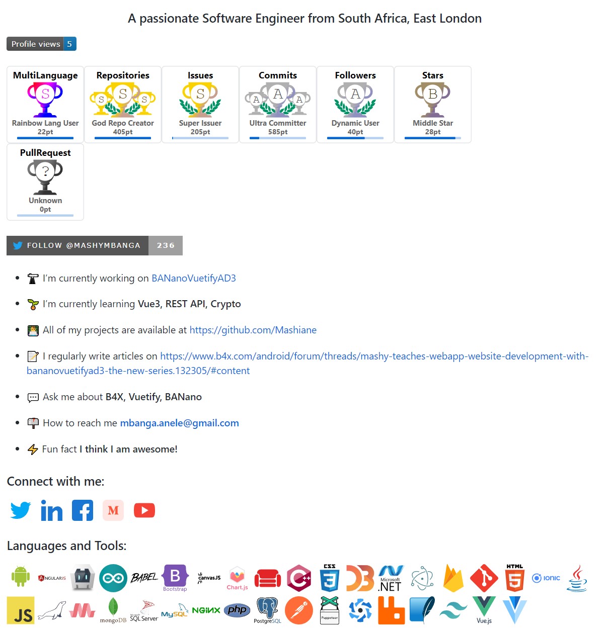 Create for yourself a stunning Github Profile.. | B4X Programming Forum