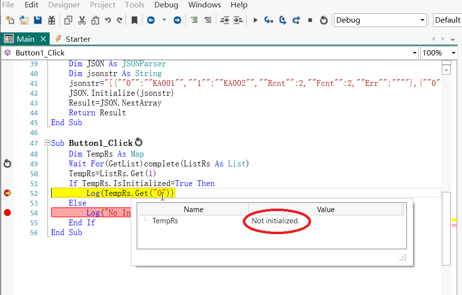 Map information cannot be displayed during debugging | B4X Programming Forum