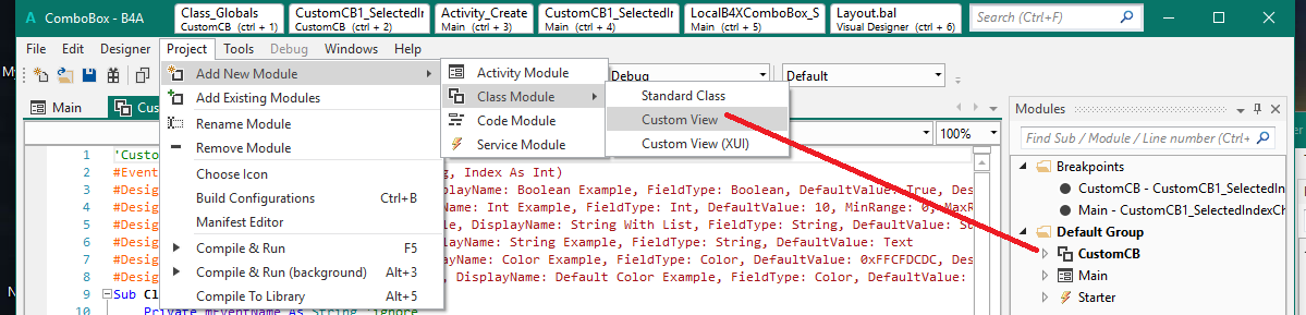 catch SelectedIndexChanged event from custom control | B4X Programming Forum