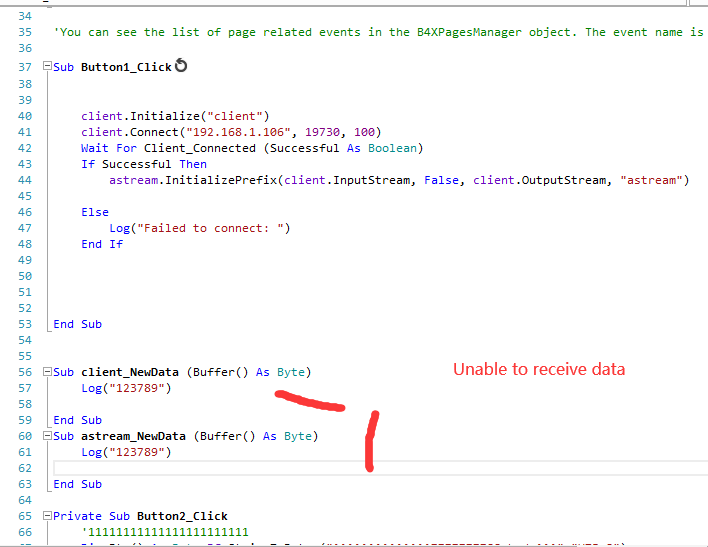 The Socket failed to receive data. Procedure | B4X Programming Forum