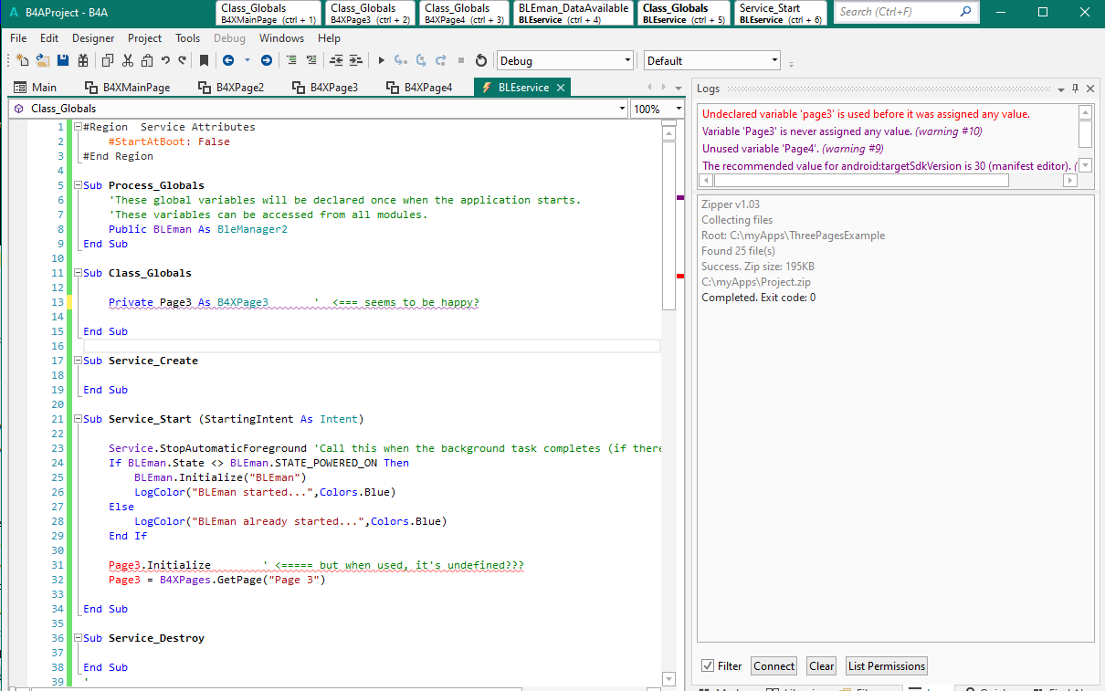 How do I declare and use a B4XPage Subs/Vars in a Service module? | B4X Programming Forum