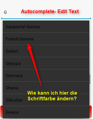 Textfarbe Autocomplete | B4X Programming Forum
