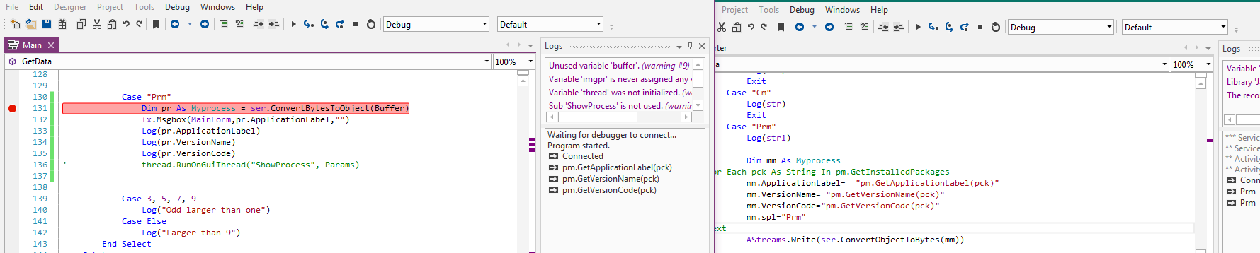 log function not show if not use a red point and step in | B4X Programming Forum