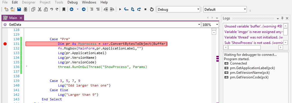 log function not show if not use a red point and step in | B4X Programming Forum