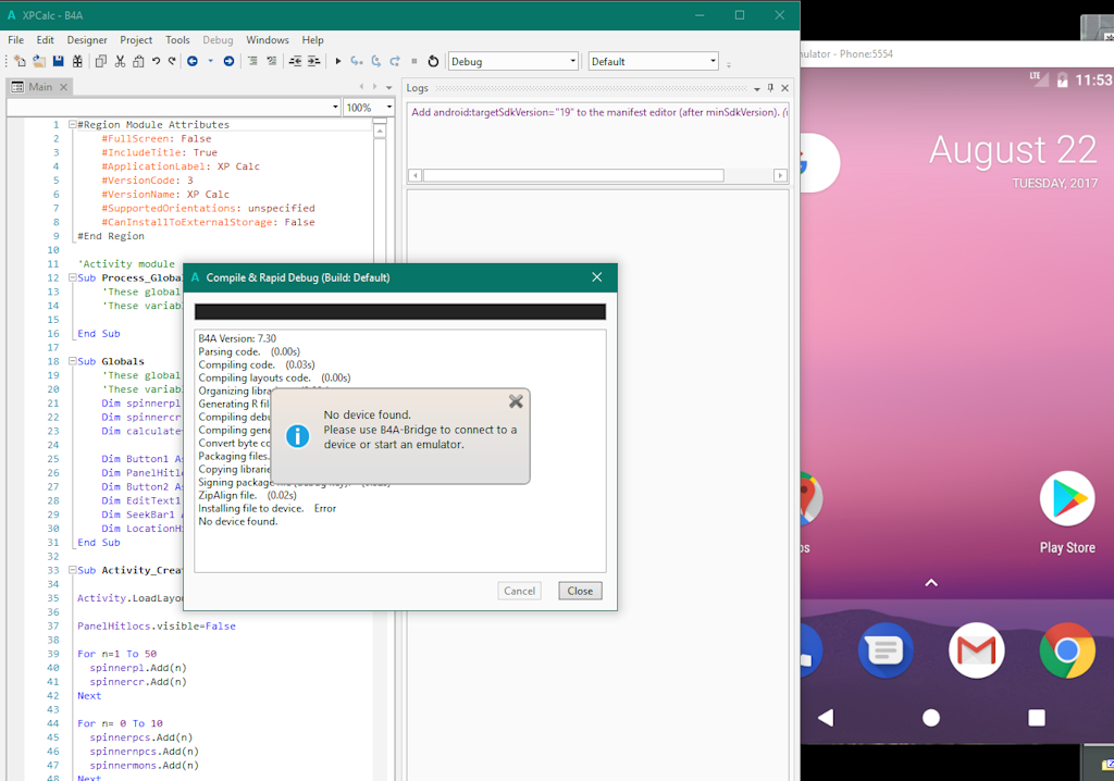 B4A won't see Emulator | B4X Programming Forum