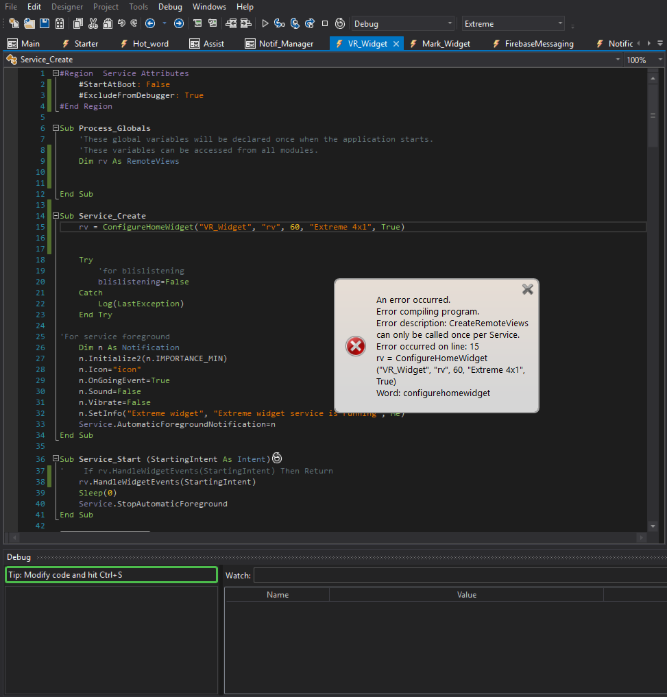 Hotswap code with widget | B4X Programming Forum