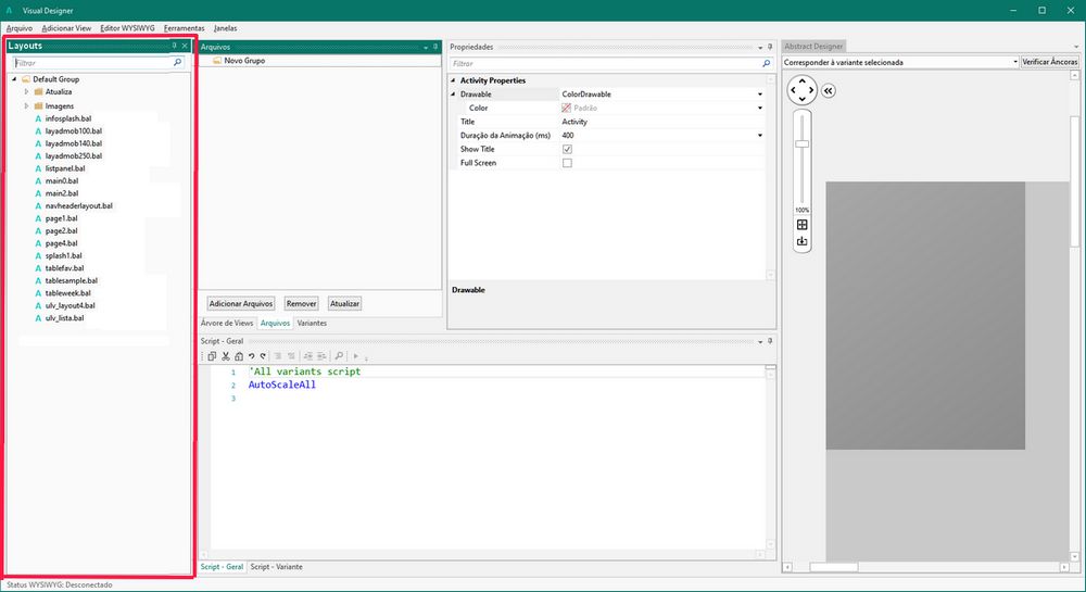 Window with list of layouts in the Visual Designer | B4X Programming Forum