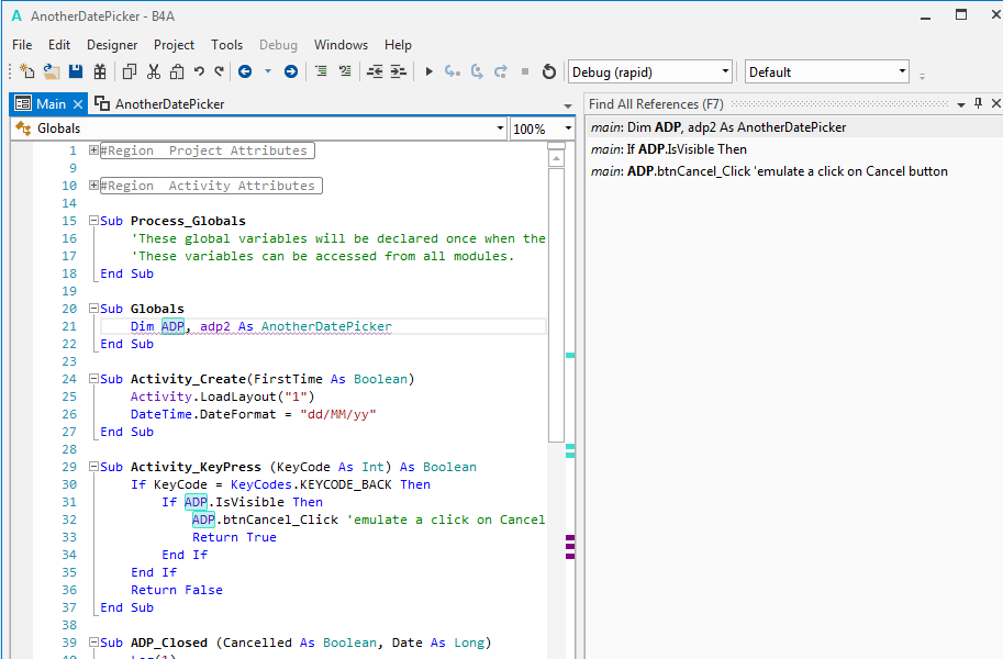 B4A Find All References (F7) window not filling | B4X Programming Forum